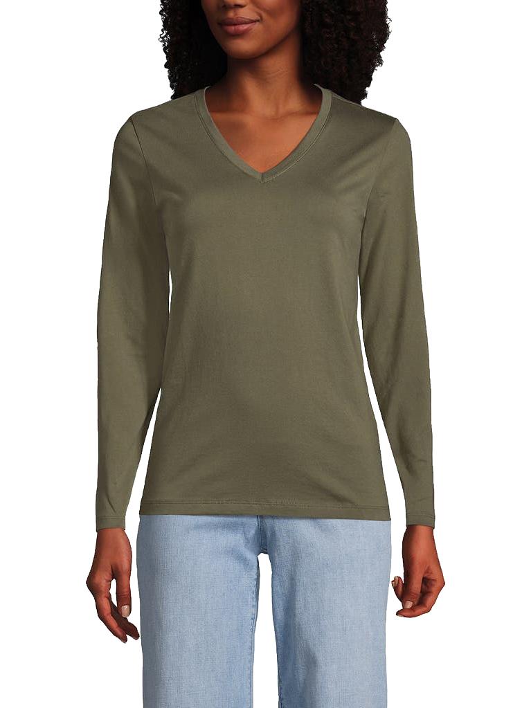 LANDS' END Lands' End Tall Supima Cotton Long Sleeve V-Neck T-Shirt
